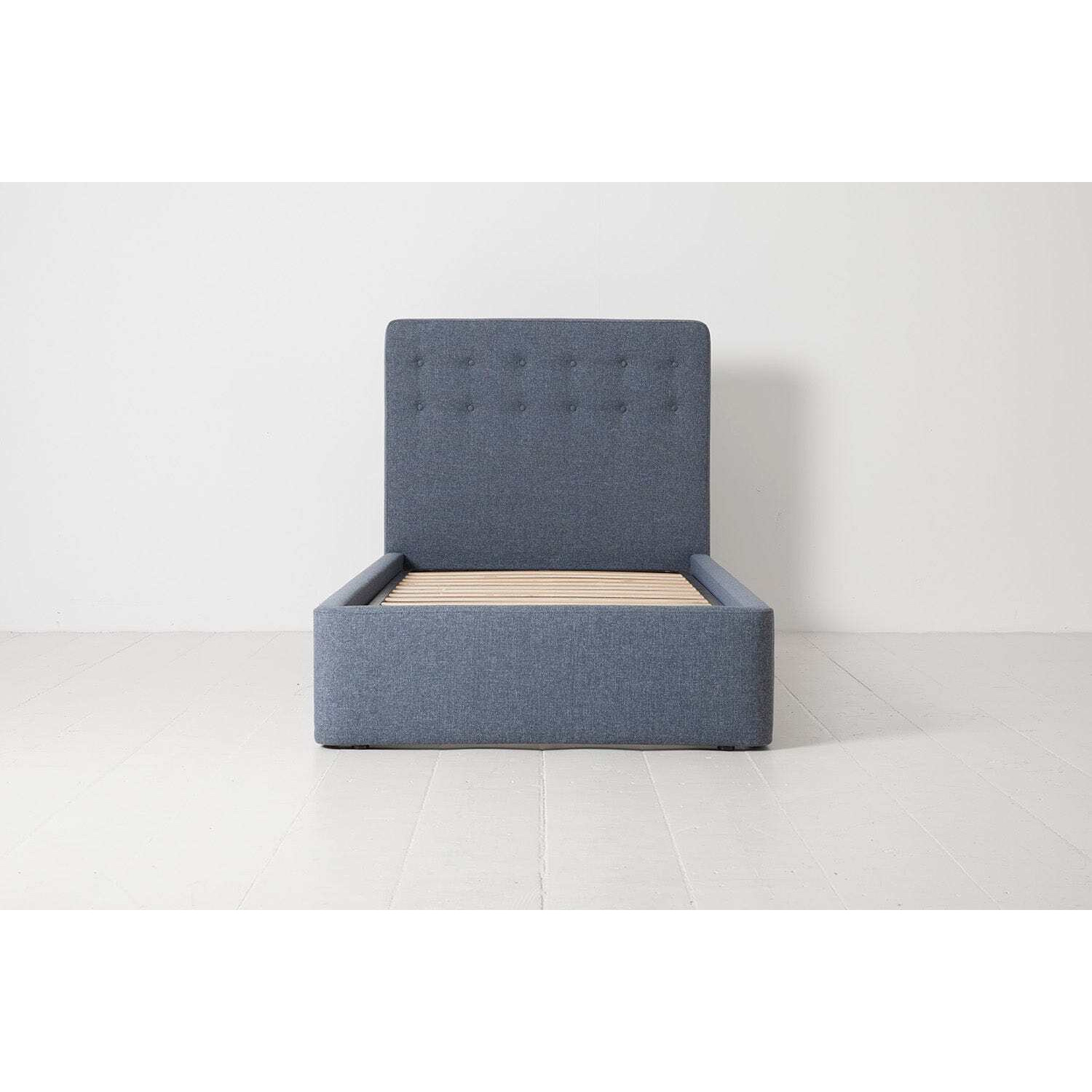 Linen Single Bed from Swyft - Midnight - Bed 01 - 24hr Delivery by Swyft | ufurnish.com