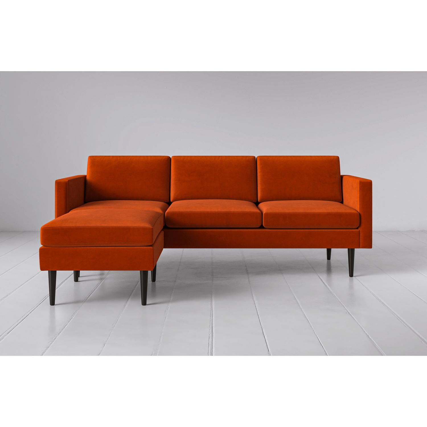 Eco Velvet 3 Seater Left Chaise Sofa - Paprika - Model 01 - Quick ...