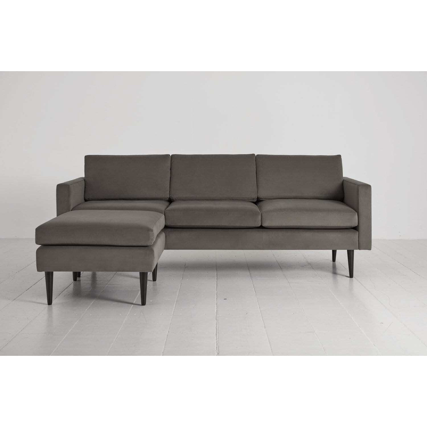 Velvet 3 Seater Left Chaise Sofa - Elephant - Model 01 - 24hr Delivery ...