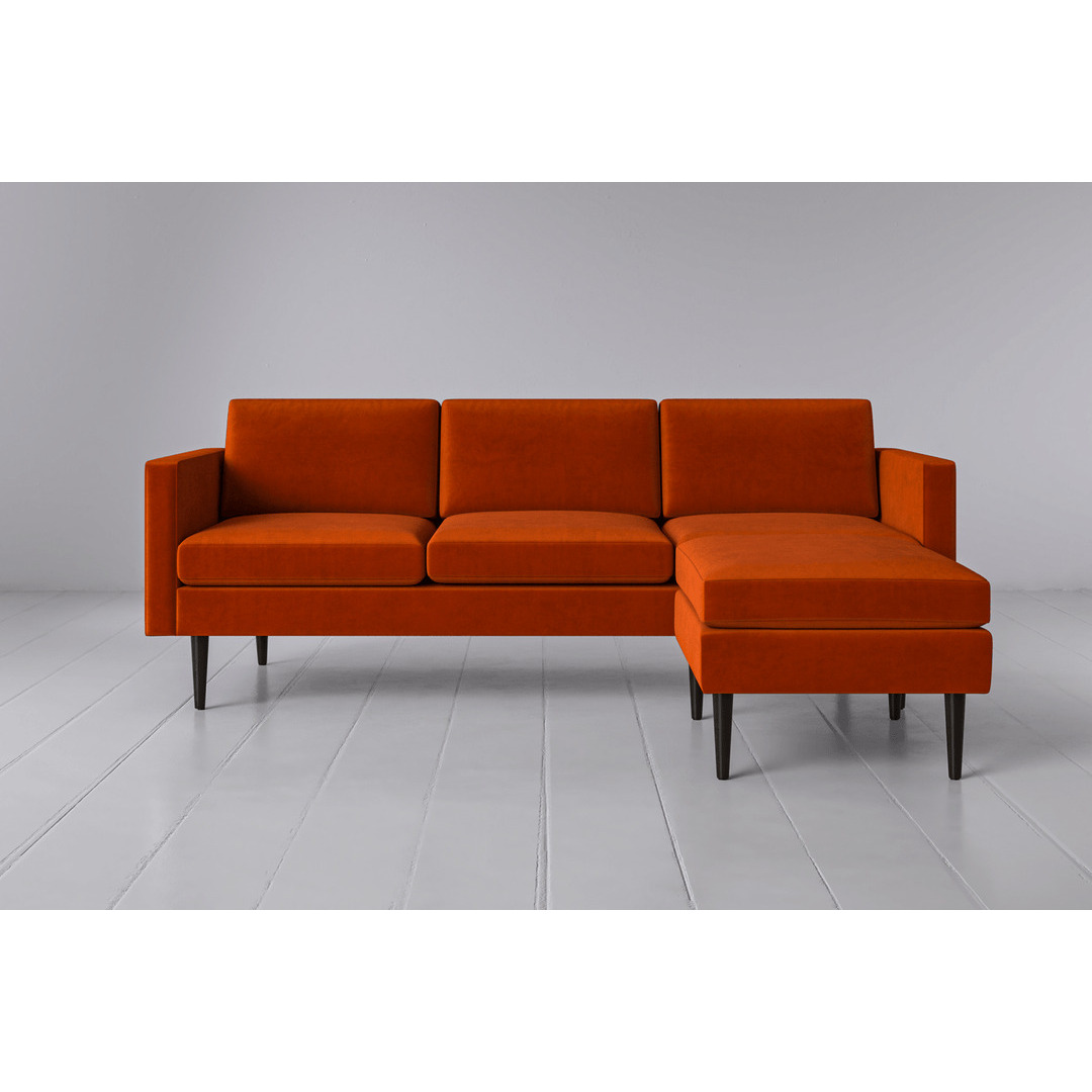 Eco Velvet 3 Seater Right Chaise Sofa - Paprika - Model 01 - Quick ...