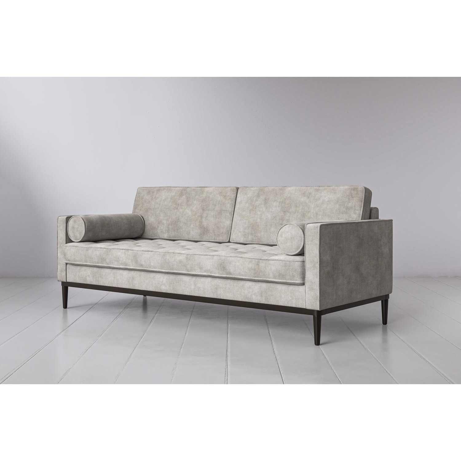 Velvet 3 Seater Sofa from Swyft - Fog - Model 02 - 24hr Delivery by ...
