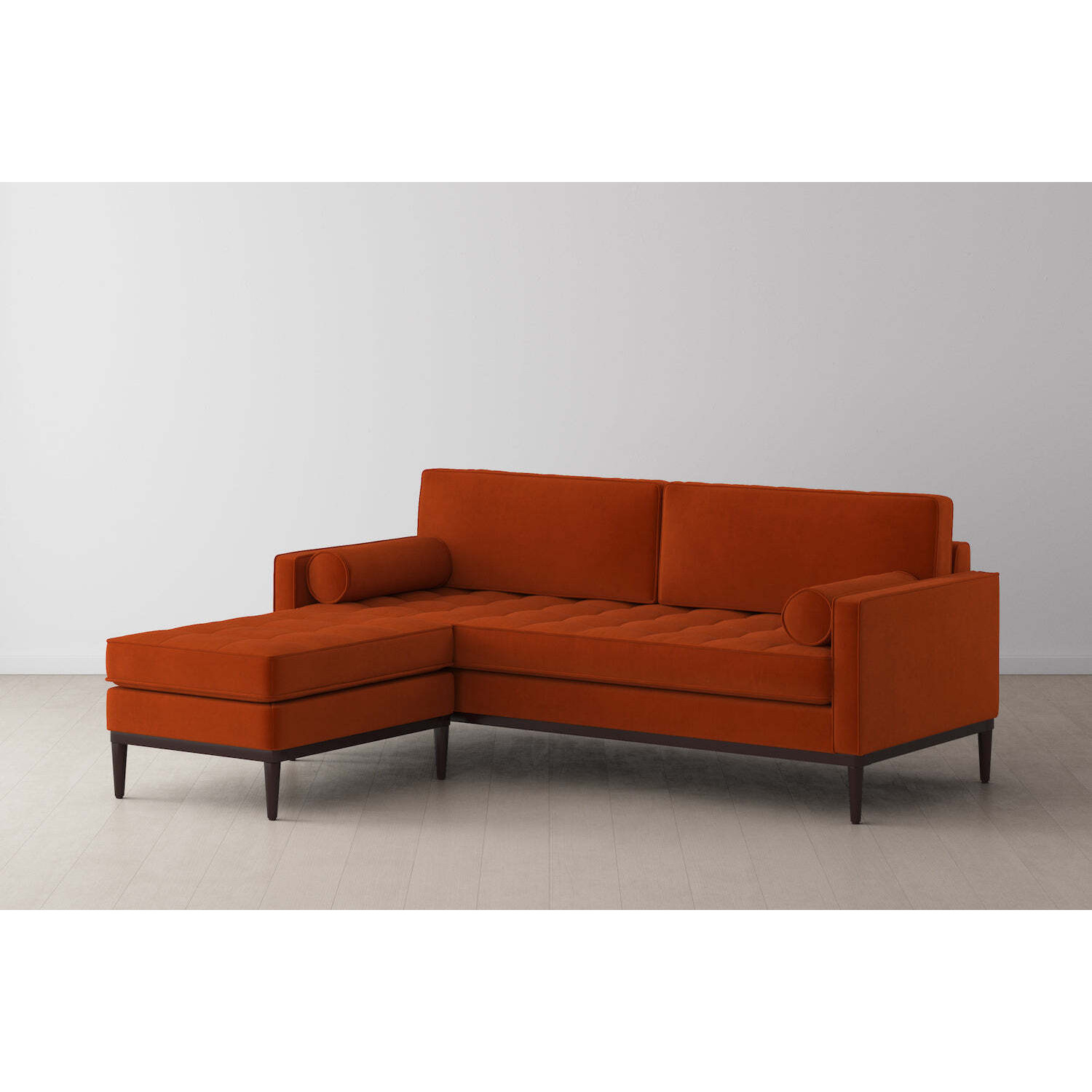 Eco Velvet 3 Seater Left Chaise Sofa - Paprika - Model 02 - Quick ...