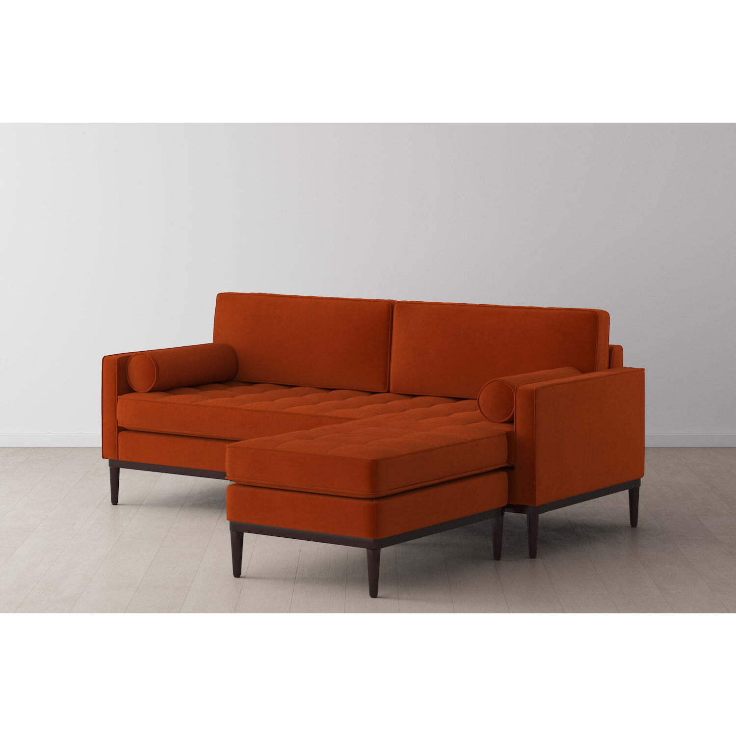 Eco Velvet 3 Seater Right Chaise Sofa - Paprika - Model 02 - Quick ...