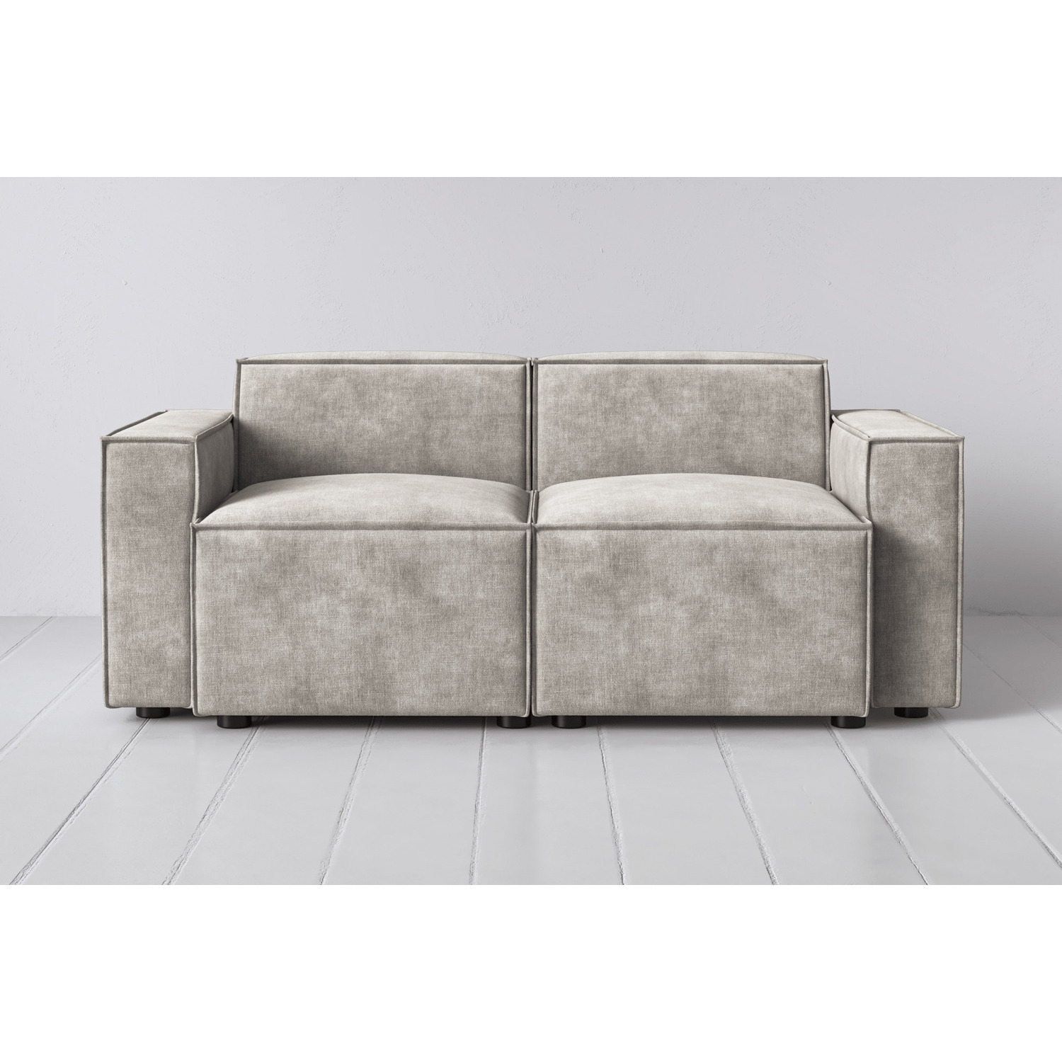 Velvet 2 Seater Modular Sofa from Swyft - Fog - Model 03 - Quick Delivery by Swyft | ufurnish.com