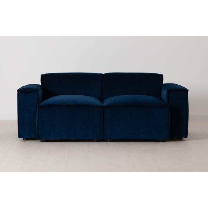 Velvet 2 Seater Modular Sofa from Swyft - Navy - Model 03 - Quick Delivery by Swyft | ufurnish.com
