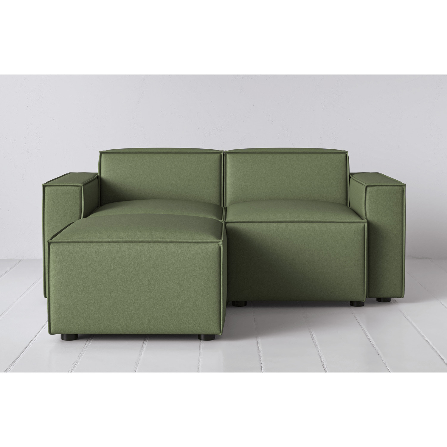 Linen 2 Seater Left Chaise Modular Sofa - Sage - Model 03 - Quick Delivery by Swyft | ufurnish.com