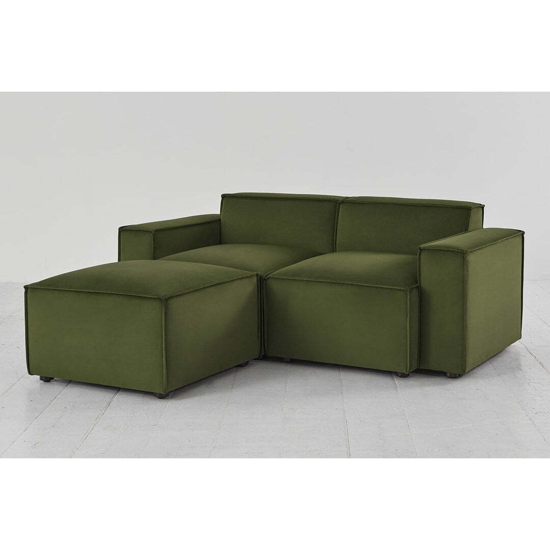 Velvet 2 Seater Left Chaise Modular Sofa - Vine - Model 03 - Quick ...