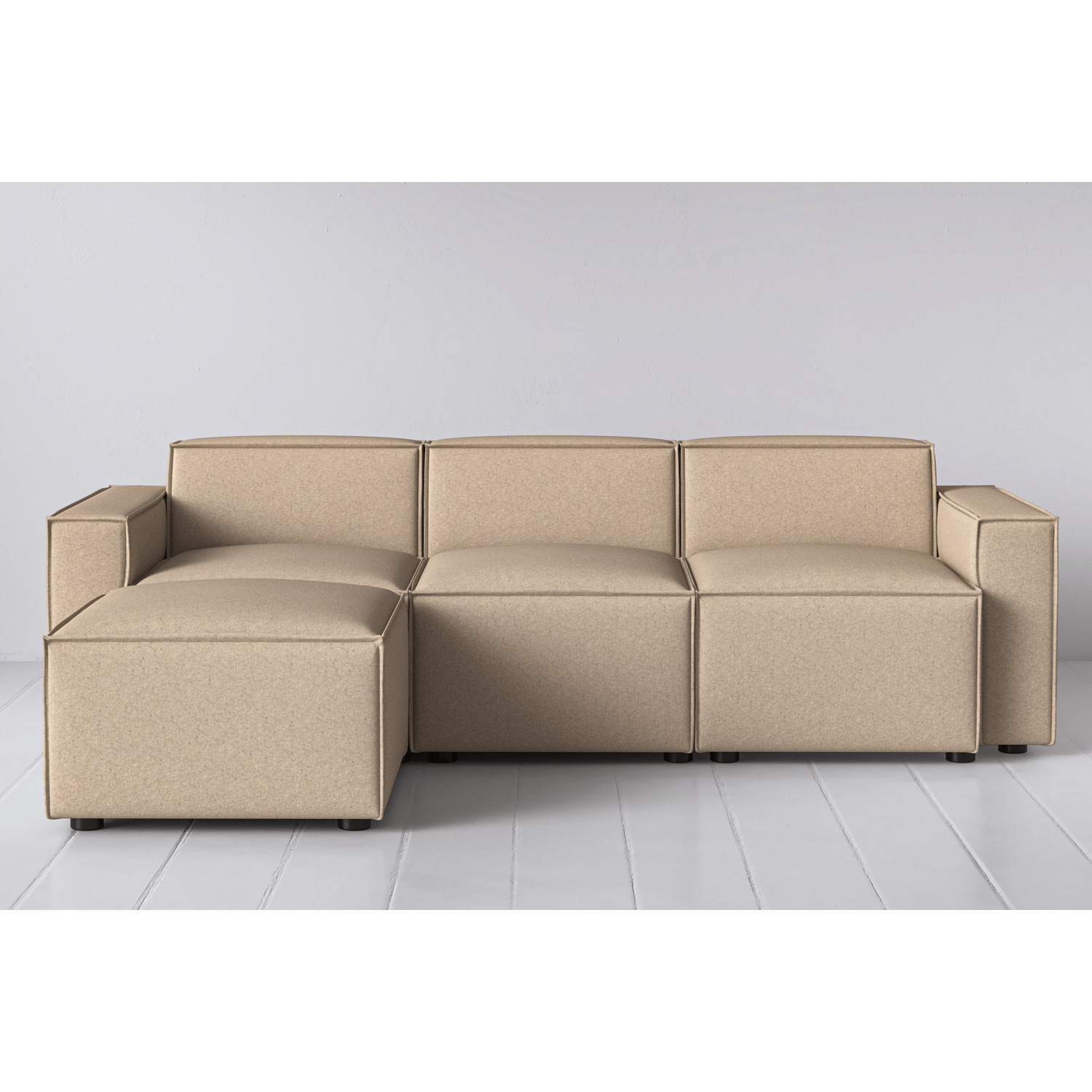 Wool 3 Seater Left Chaise Modular Sofa - Ecru - Model 03 - Quick Delivery by Swyft | ufurnish.com