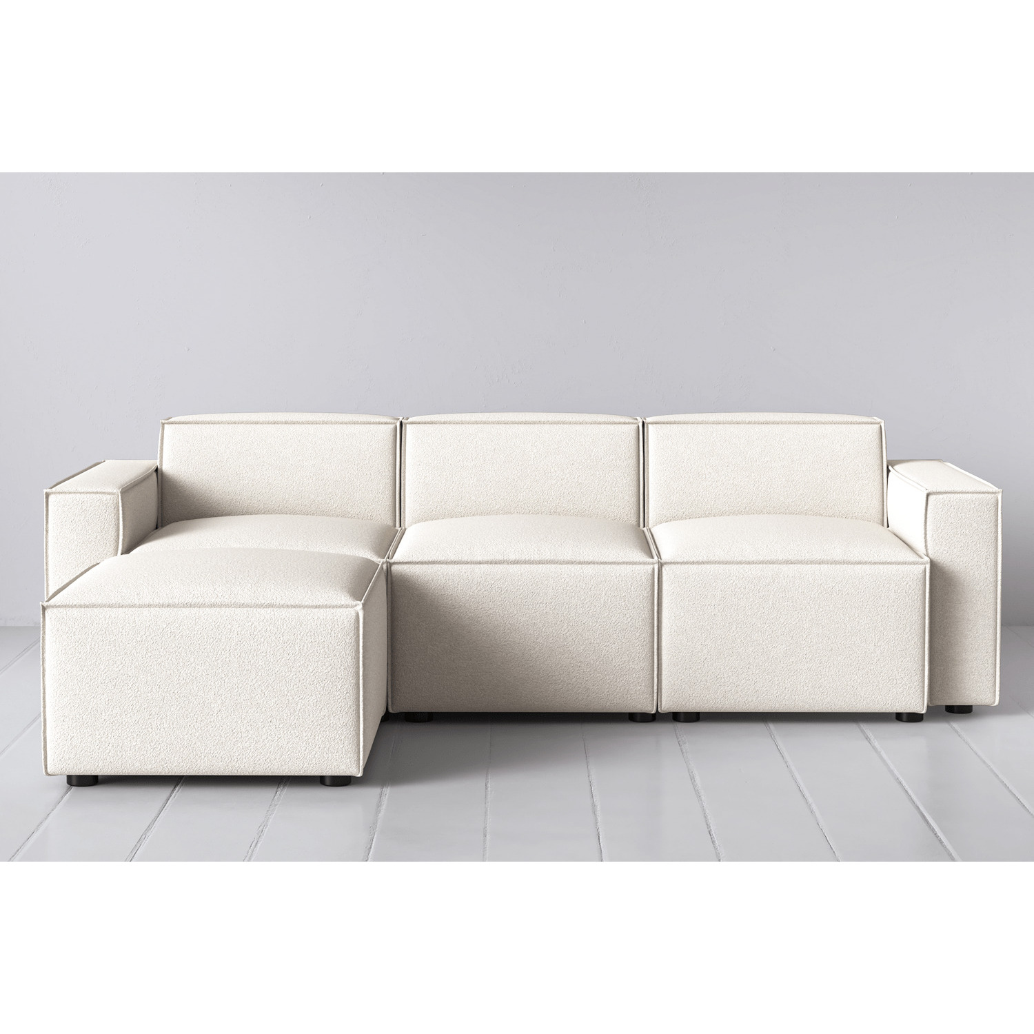 Boucle 3 Seater Left Chaise Modular Sofa - Ivory - Model 03 - Quick Delivery by Swyft | ufurnish.com