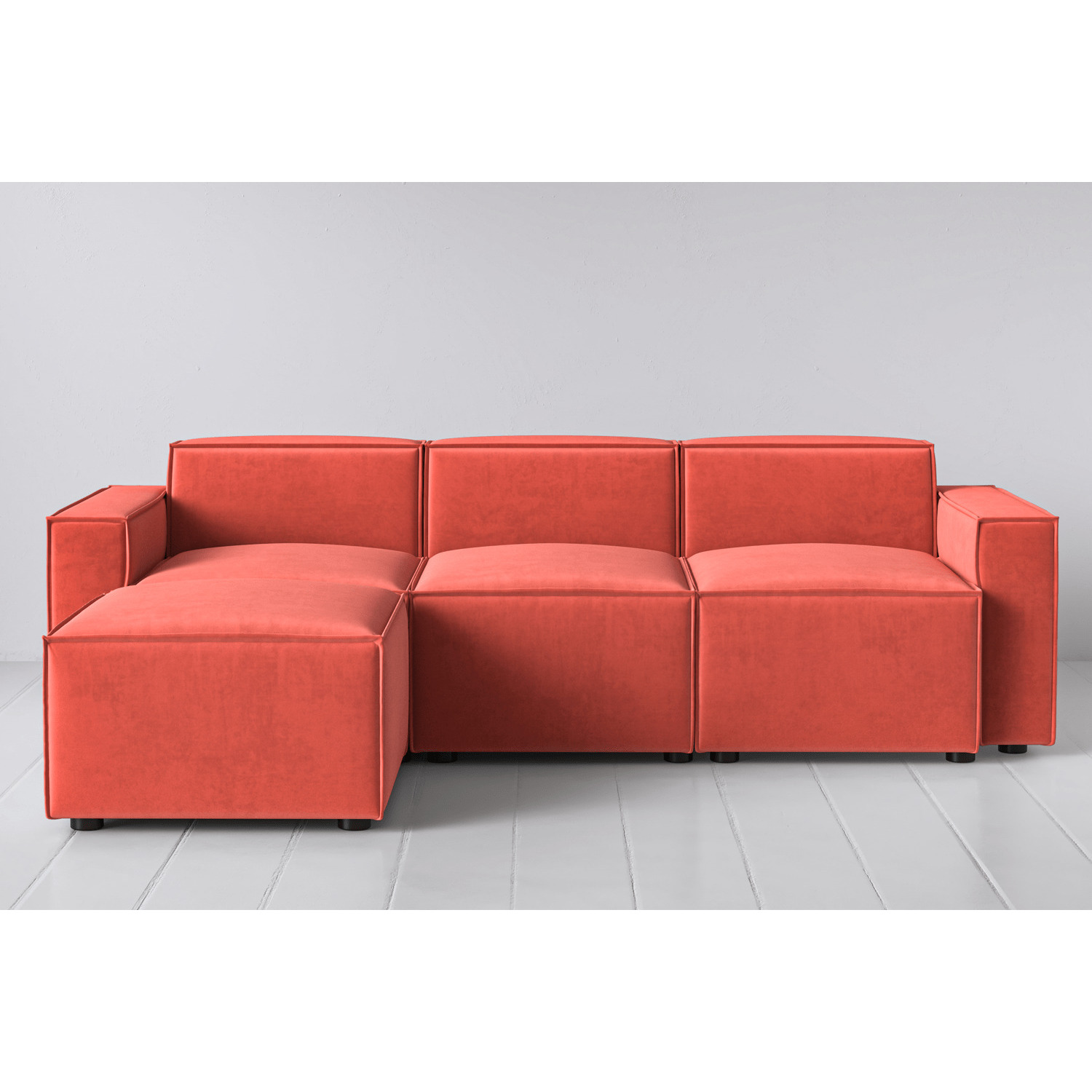 Eco Velvet 3 Seater Left Chaise Modular Sofa - Coral - Model 03 - Quick Delivery by Swyft ...