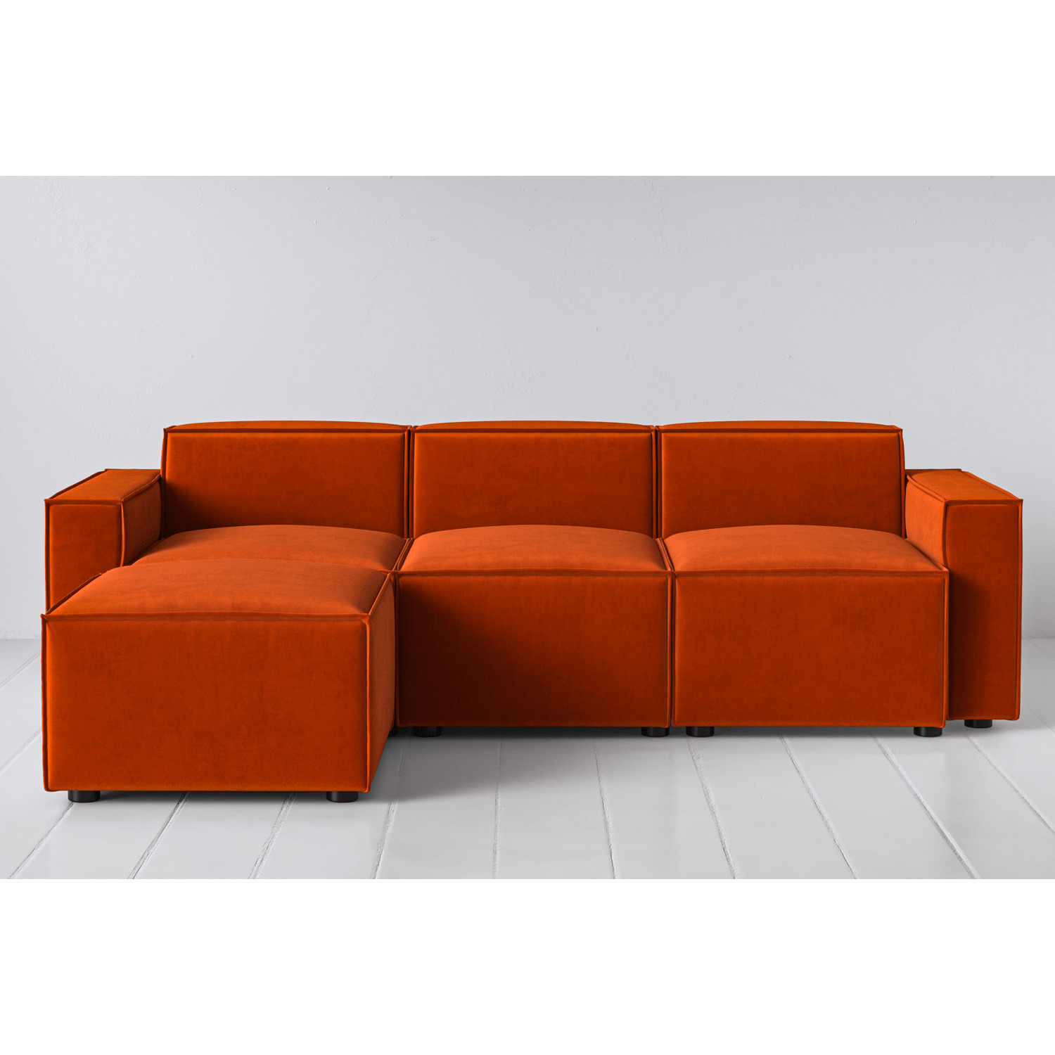 Eco Velvet 3 Seater Left Chaise Modular Sofa - Paprika - Model 03 ...