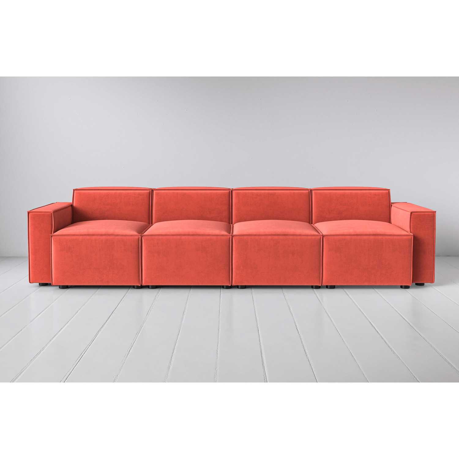 Eco Velvet 4 Seater Modular Sofa from Swyft - Coral - Model 03 - Quick Delivery by Swyft ...