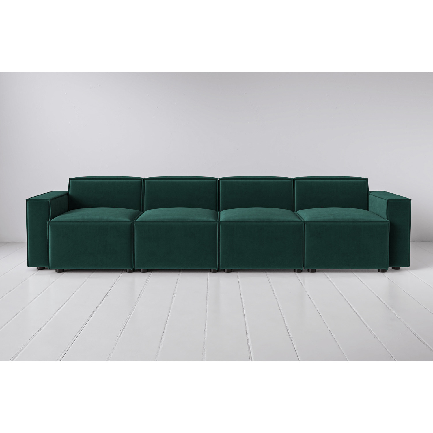 Velvet 4 Seater Modular Sofa from Swyft - Kingfisher - Model 03 - Quick ...