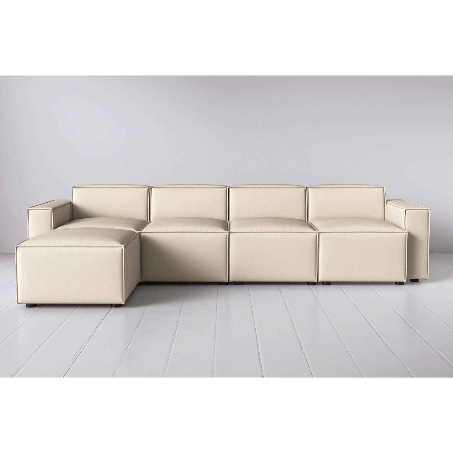 Linen 4 Seater Left Chaise Modular Sofa - Silk - Model 03 - Quick Delivery by Swyft | ufurnish.com
