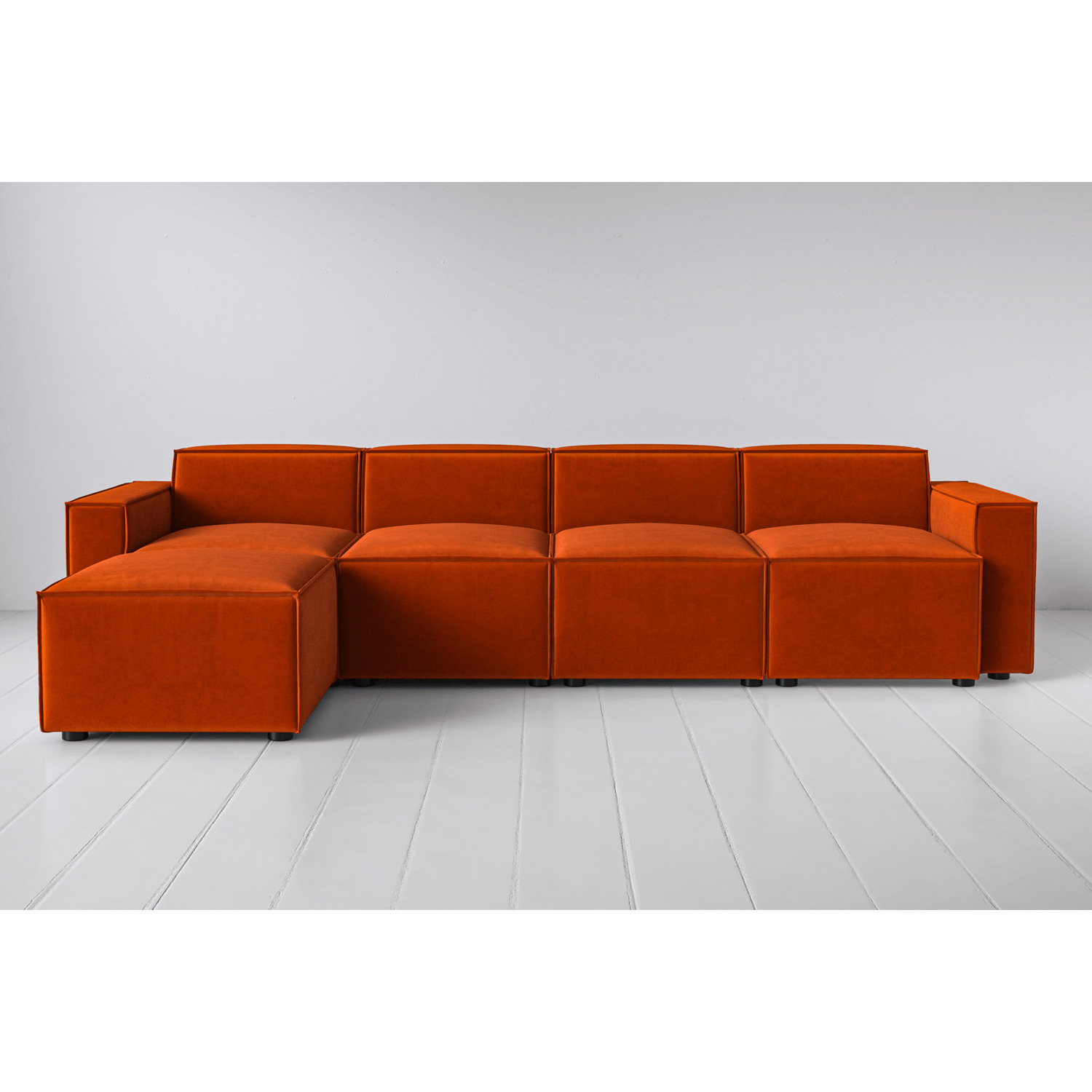 Eco Velvet 4 Seater Left Chaise Modular Sofa - Paprika - Model 03 ...