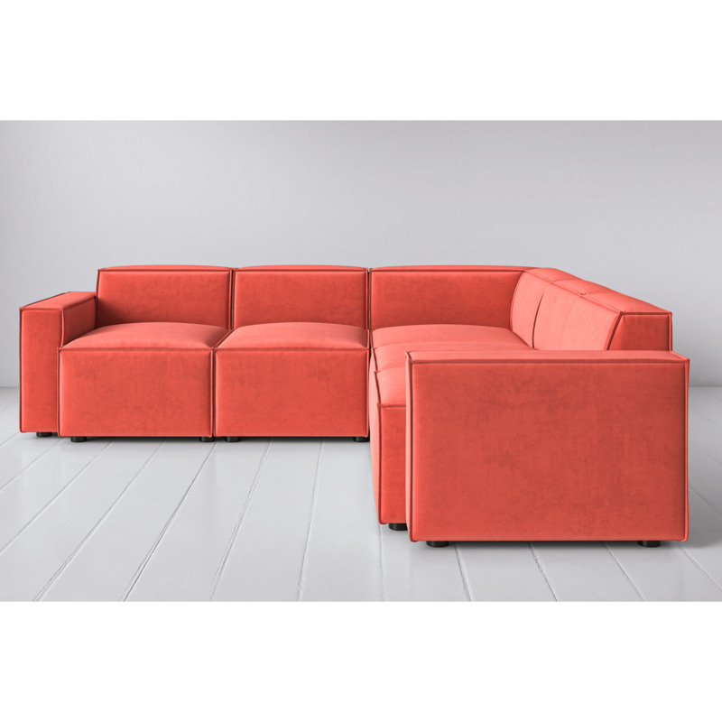 Eco Velvet Corner Sofa from Swyft - Coral - Model 03 - Quick Delivery by Swyft | ufurnish.com