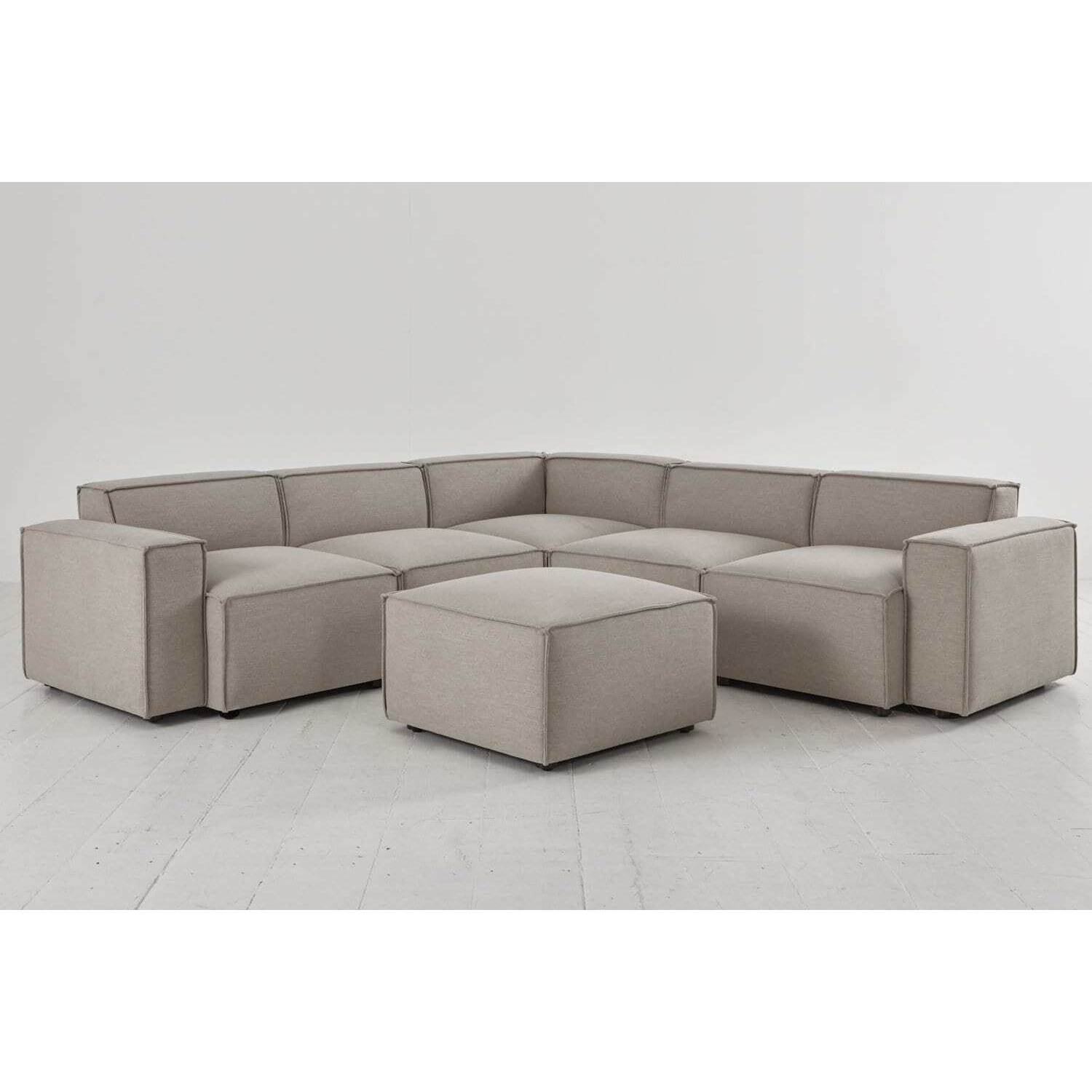 Linen Modular Corner Sofa with Ottoman from Swyft - Pumice - Model 03 - Quick Delivery by Swyft ...