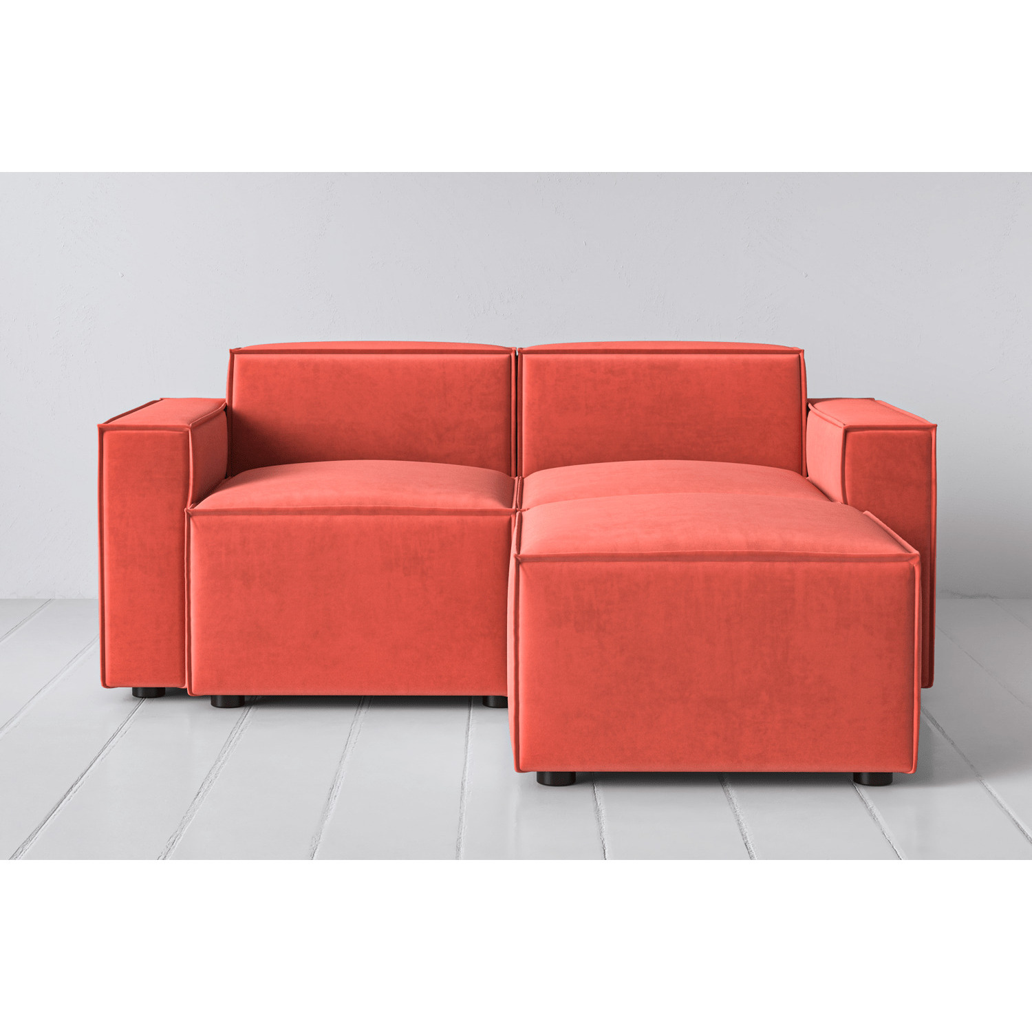 Eco Velvet 2 Seater Right Chaise Modular Sofa - Coral - Model 03 - Quick Delivery by Swyft ...