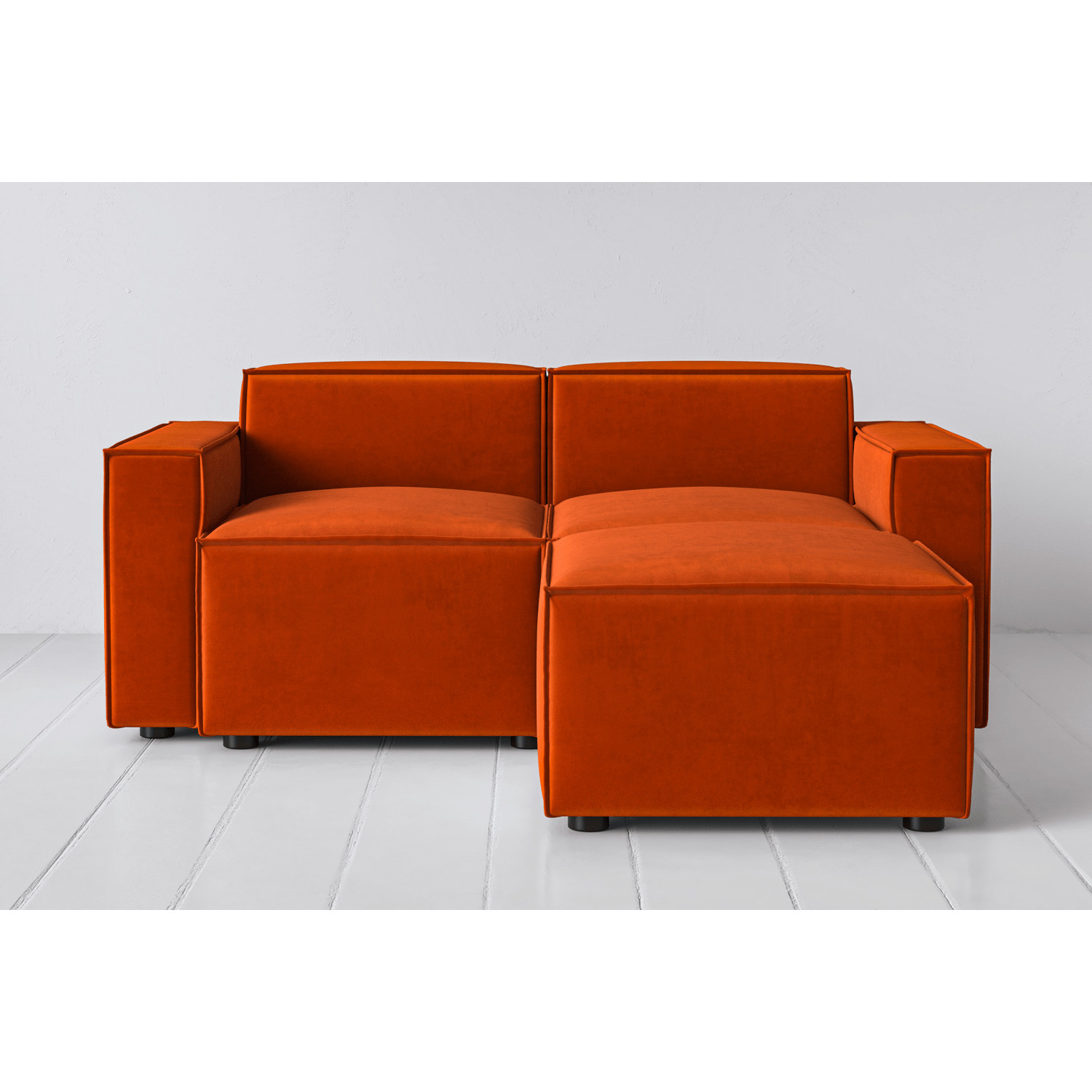 Eco Velvet 2 Seater Right Chaise Modular Sofa - Paprika - Model 03 ...
