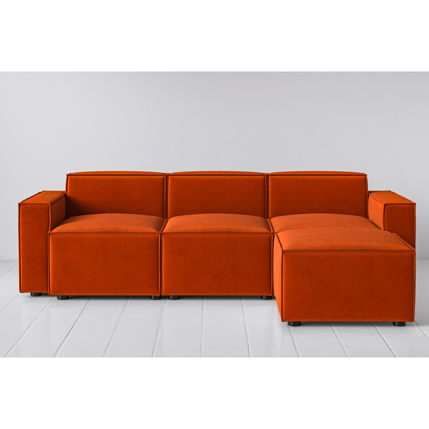 Eco Velvet 3 Seater Right Chaise Modular Sofa - Paprika - Model 03 ...
