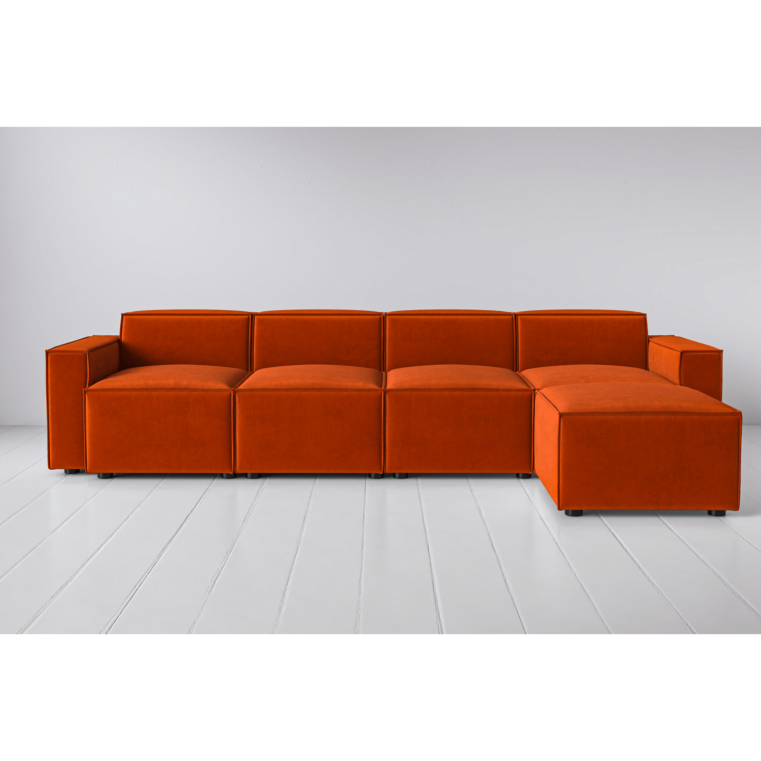 Eco Velvet 4 Seater Right Chaise Modular Sofa - Paprika - Model 03 ...