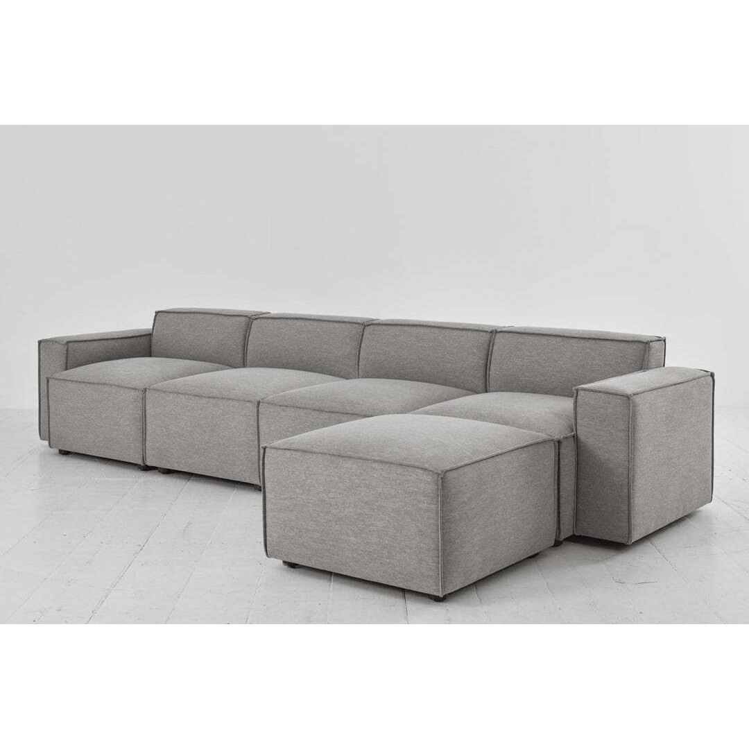 Linen 4 Seater Right Chaise Modular Sofa - Shadow - Model 03 - Quick ...