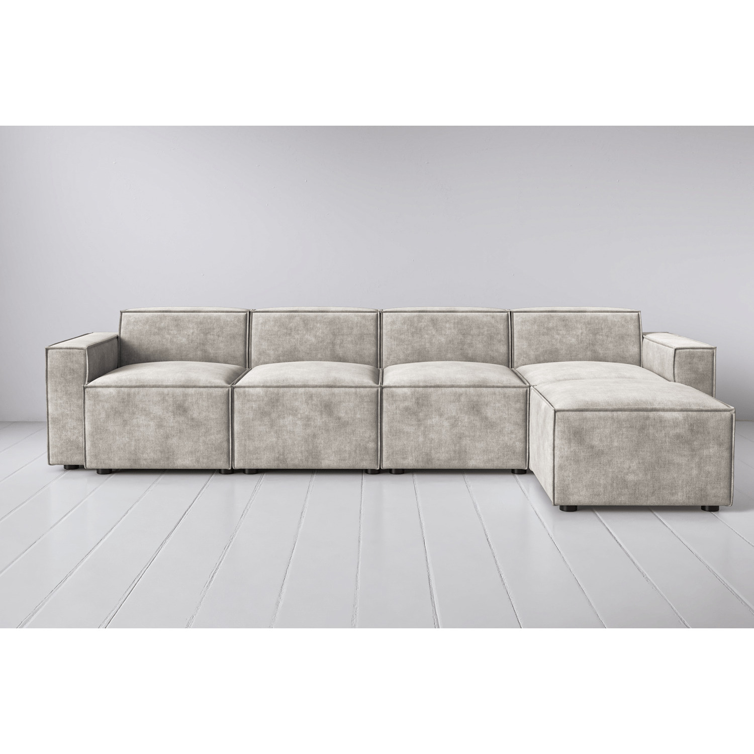Velvet 4 Seater Right Chaise Modular Sofa - Fog - Model 03 - Quick ...