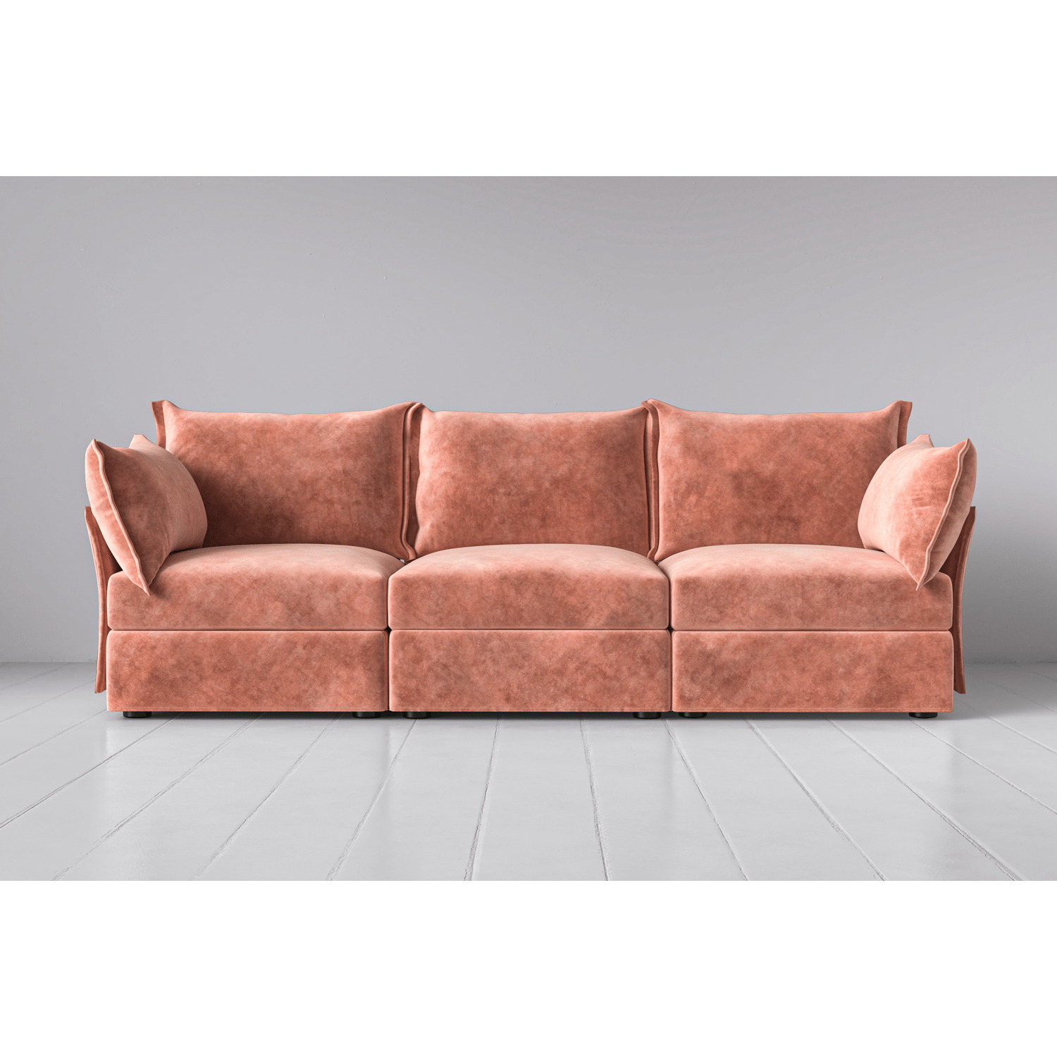 Mottled Velvet 3 Seater Sofa from Swyft - Terracotta - Model 06 - Quick ...