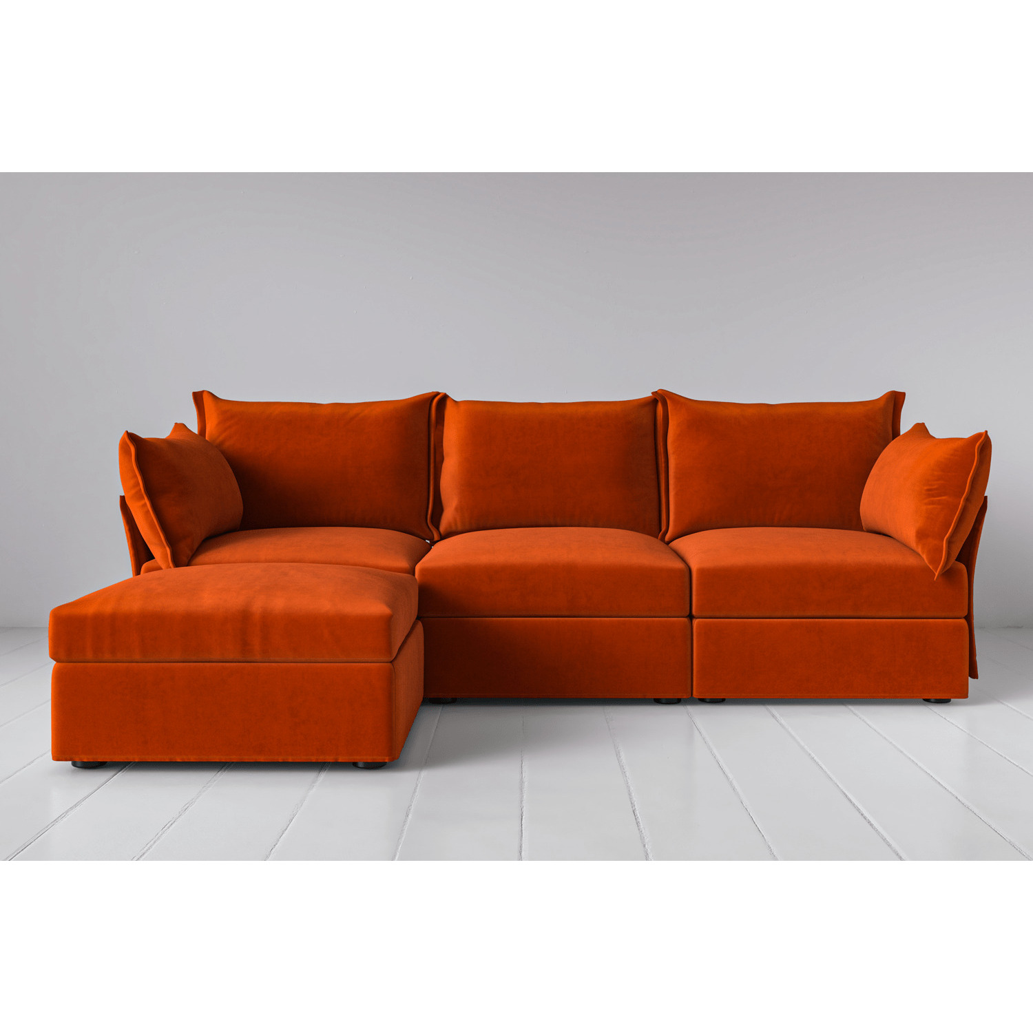 Eco Velvet 3 Seater Left Chaise sofa - Paprika - Model 06 - Quick ...
