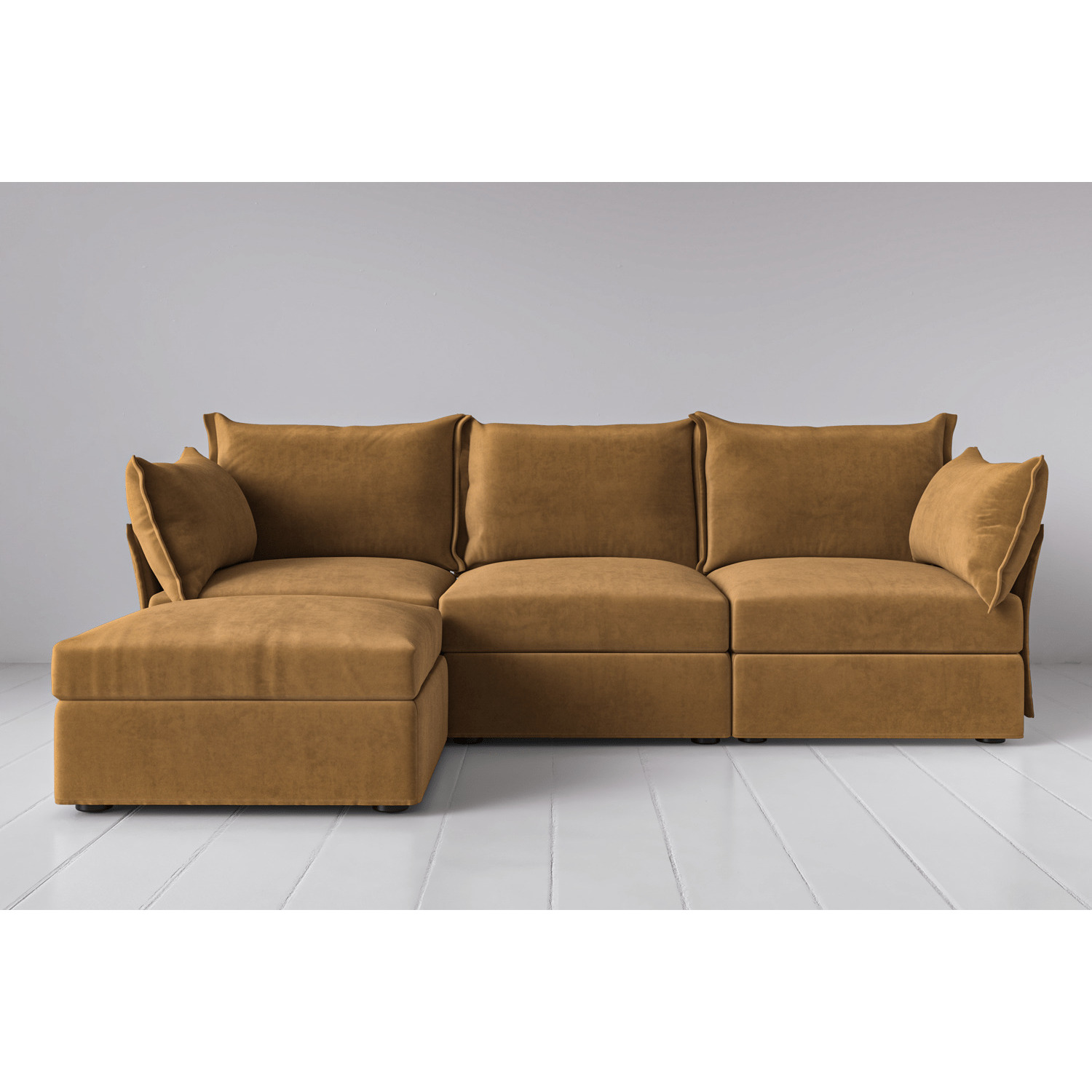 Velvet 3 Seater Left Chaise sofa - Caramel - Model 06 - Quick Delivery ...