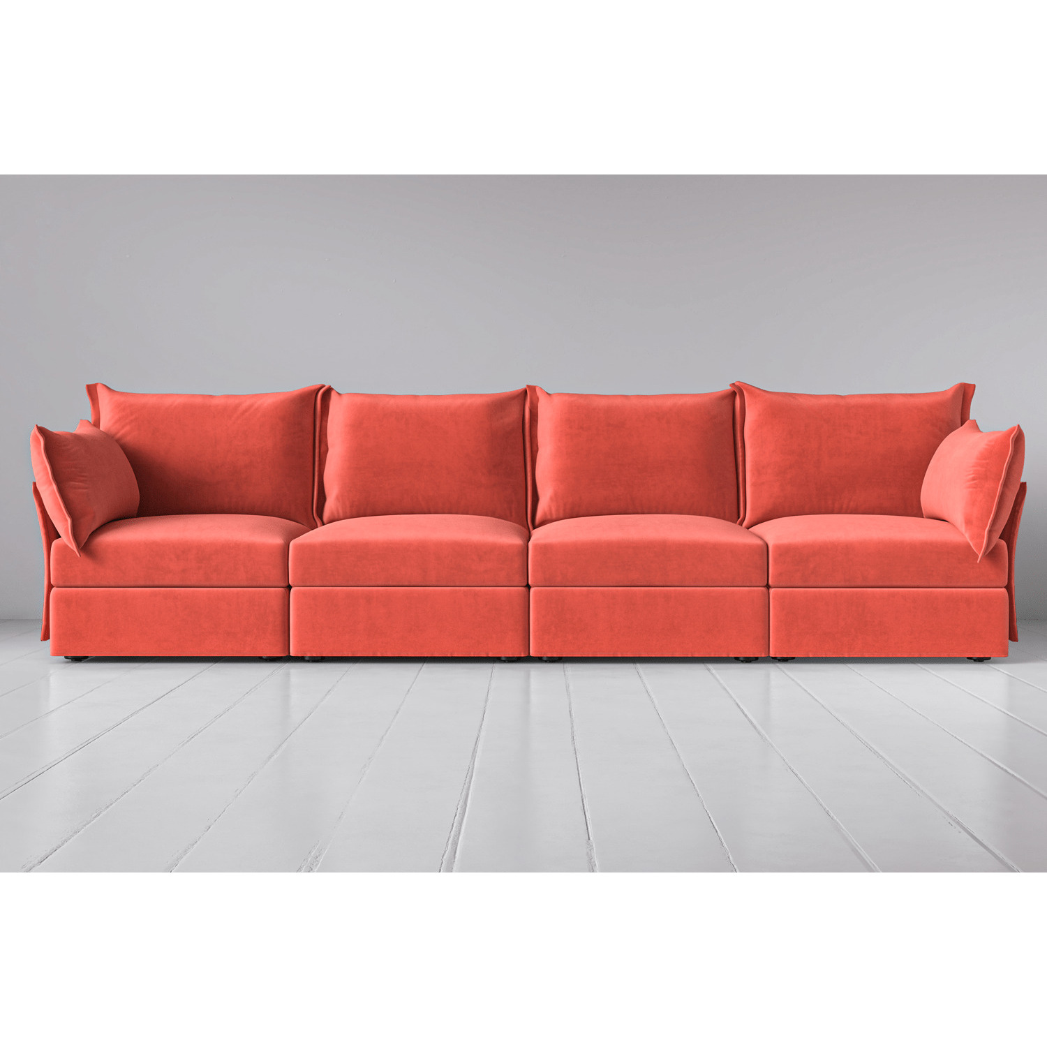 Eco Velvet 4 Seater Sofa from Swyft - Coral - Model 06 - Quick Delivery ...