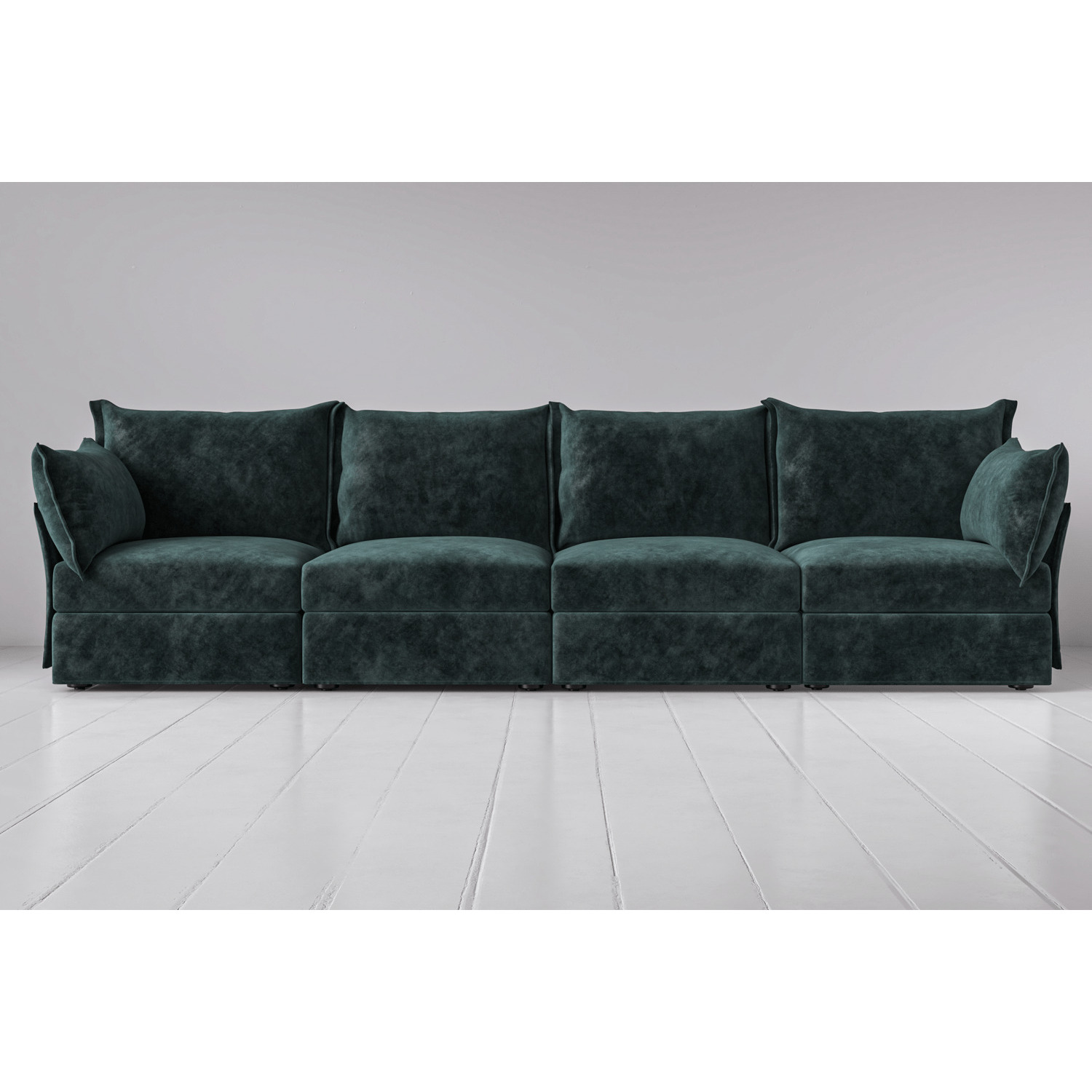 Mottled Velvet 4 Seater Sofa from Swyft - Ocean - Model 06 - Quick ...