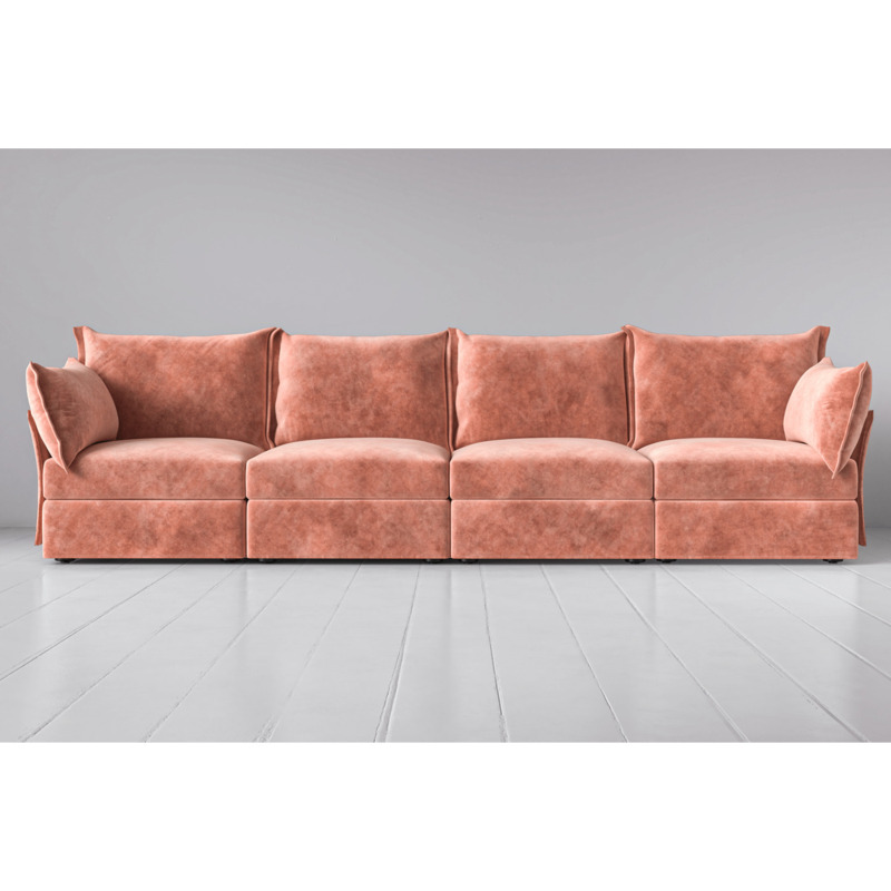 Mottled Velvet 4 Seater Sofa from Swyft - Terracotta - Model 06 - Quick ...