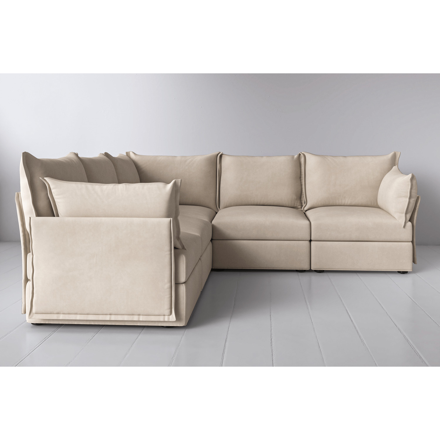 Faux Suede Corner Sofa from Swyft - Alabaster - Model 06 - Quick Delivery by Swyft | ufurnish.com