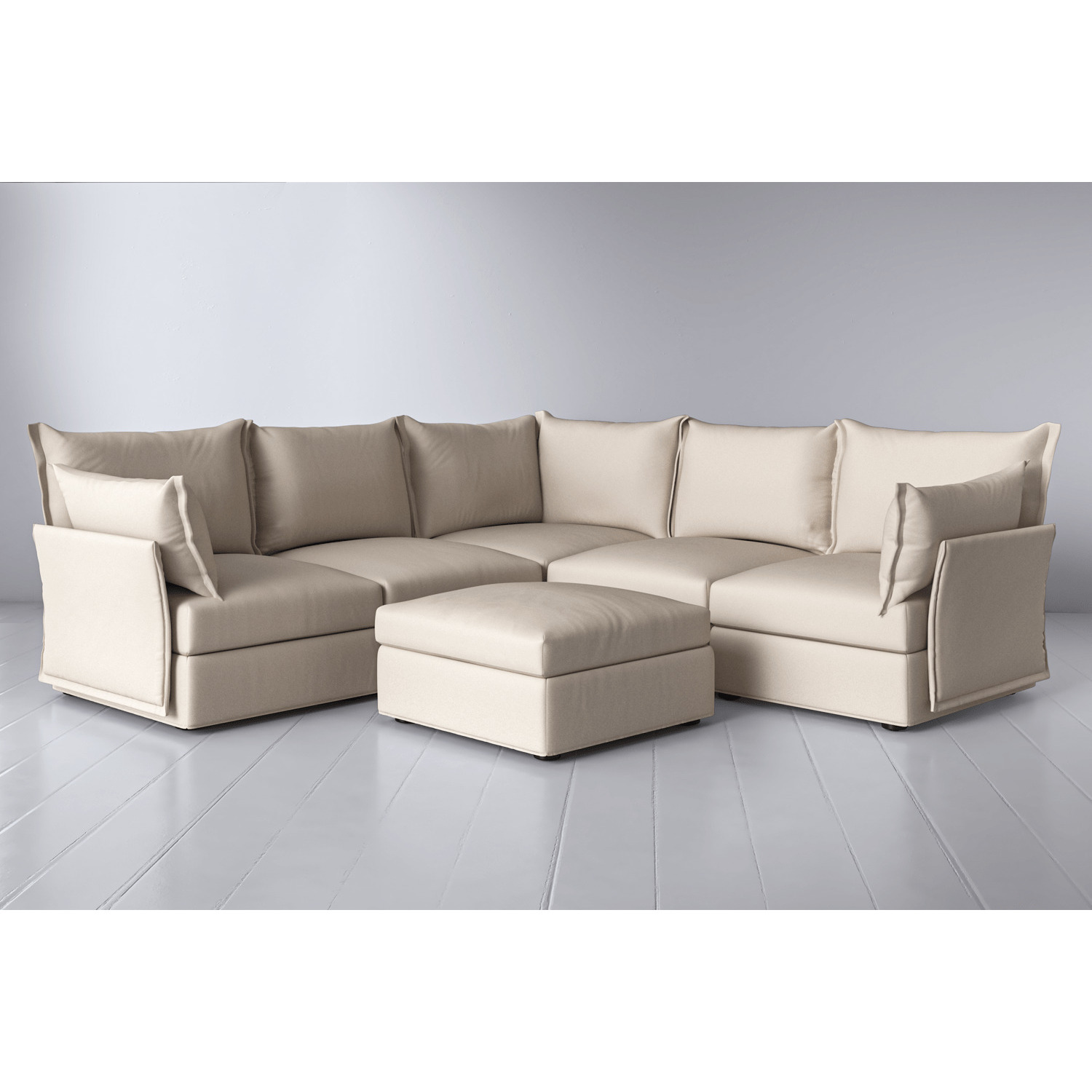 Linen Corner Sofa with Ottoman - Silk - Model 06 - Quick Delivery by ...