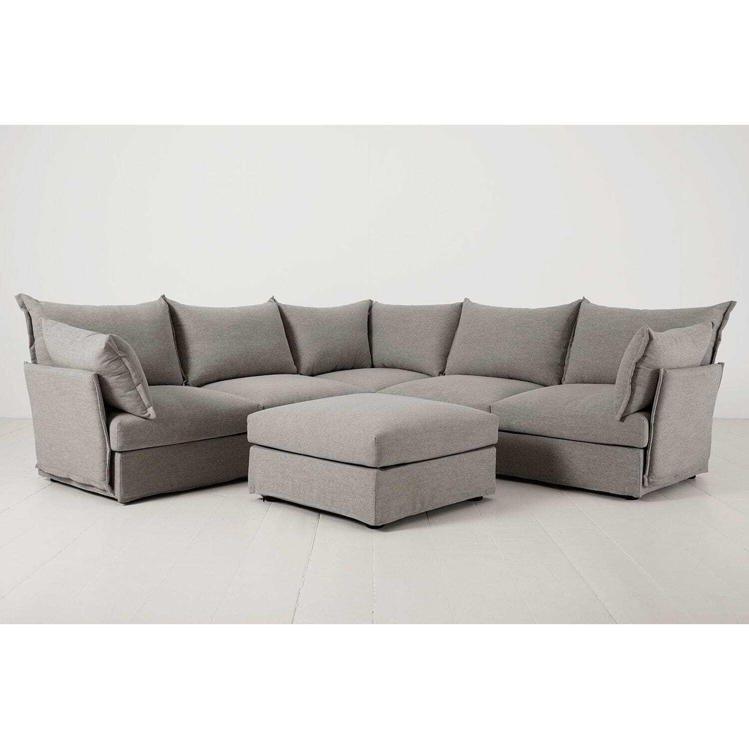 Linen Modular Corner Sofa with Ottoman - Shadow - Model 06 - Quick ...