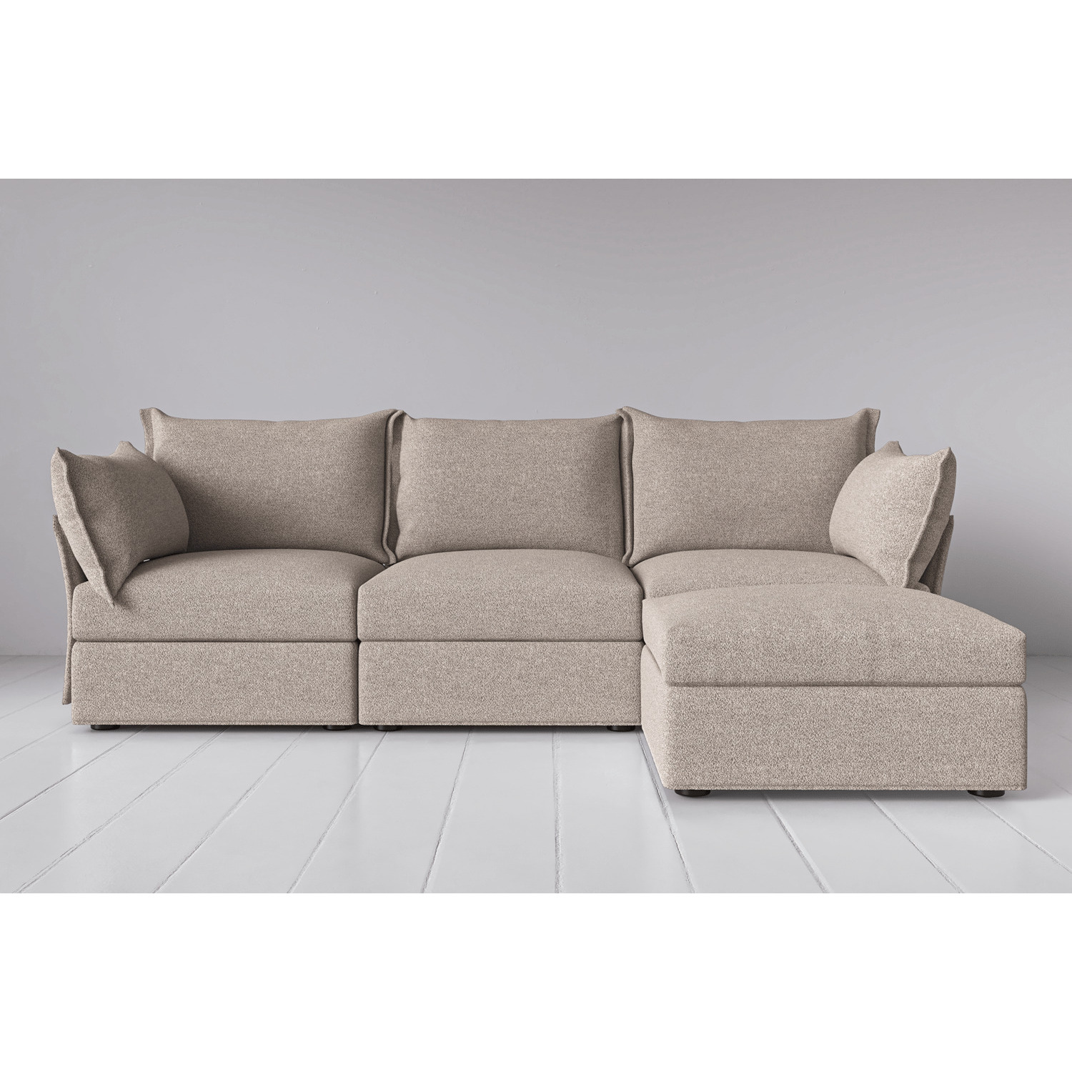 Boucle 3 Seater Right Chaise sofa - Sand - Model 06 - Quick Delivery by Swyft | ufurnish.com