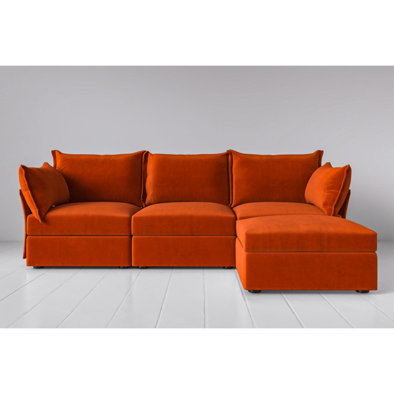 Eco Velvet 3 Seater Right Chaise sofa - Paprika - Model 06 - Quick ...