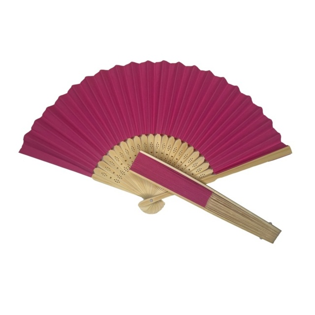 Dark Pink Paper Foldable Hand Held Bamboo Wooden Fan By Parev by Tesco ...