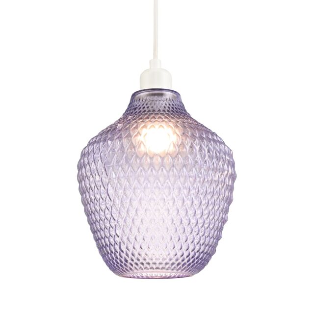 Designer Soft Lilac and Purpler Curvy Diamond Etched Glass Pendant Lamp ...