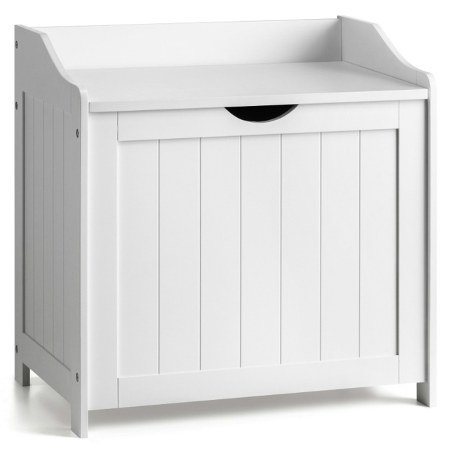 Christow White Laundry Box Wooden Bathroom Storage Basket Linen Clothes ...