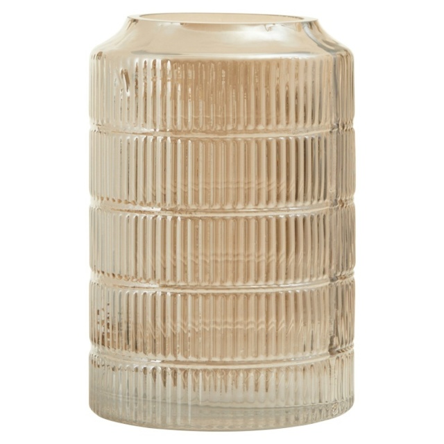 Interiors By Premier Modern Large Grey Textured Glass Vase, Ribbed ...