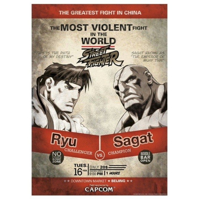 Street Fighter Limited Edition Ryu Vs Sagat A3 Art Print by Tesco ...