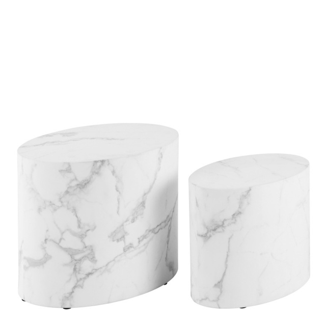 Mice Oval Coffee Table Set In White by Tesco - Marketplace | ufurnish.com