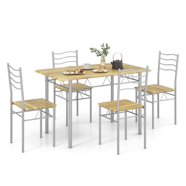 COSTWAY 5 PCS Dining Table Set Counter Height Table Kitchen Furniture ...