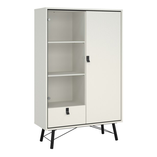 Ry China Cabinet 1 Door 1 Glass Door 1 Drawer in Matt White by Tesco ...