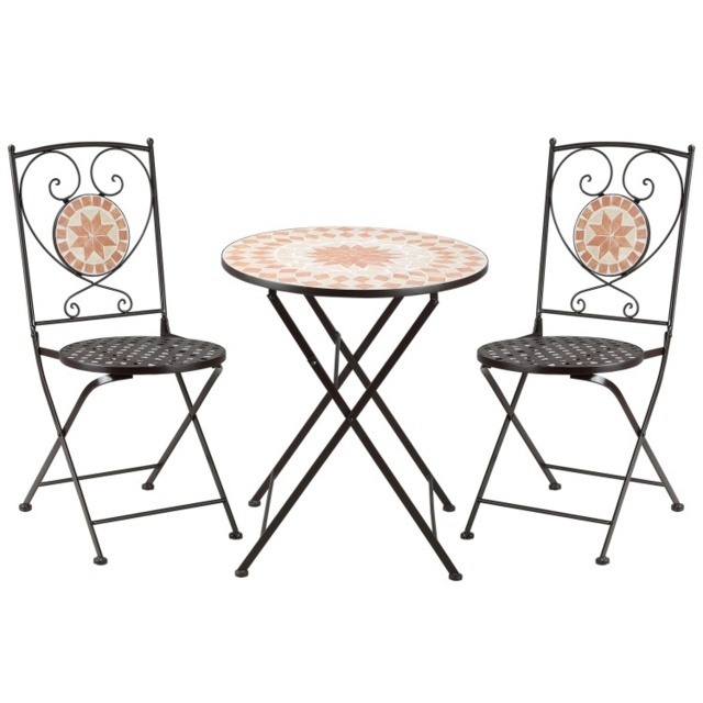 Outsunny 3-Piece Outdoor Bistro Set With Mosaic Round Table And 2 ...