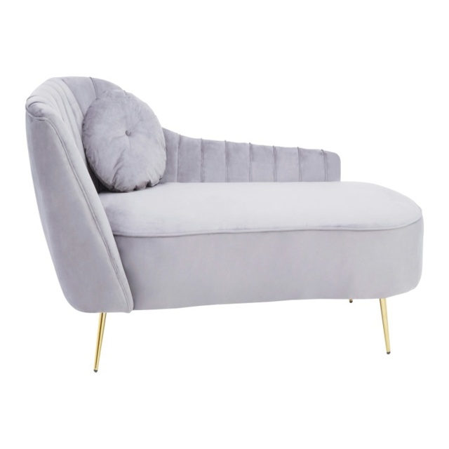 Interiors By Premier Decent Grey Left Arm Velvet Chaise For Livingroom, Chaise Couch With Button ...