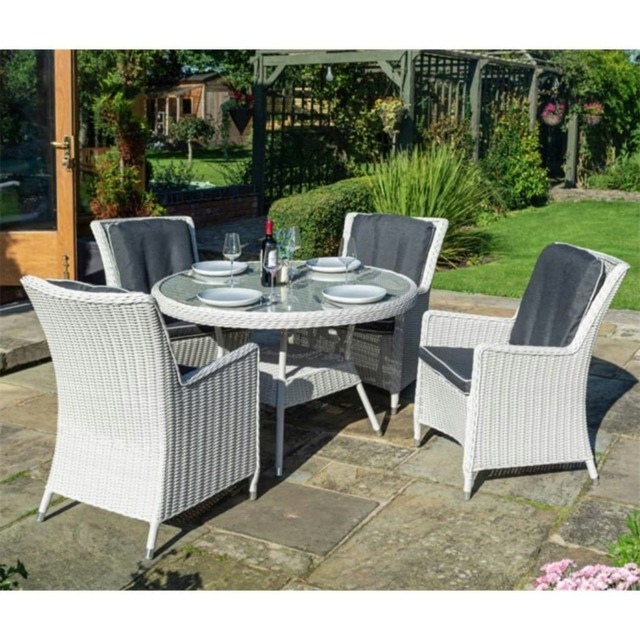 4 Seater Putty Grey Rattan Weave Garden Dining Set by Tesco ...
