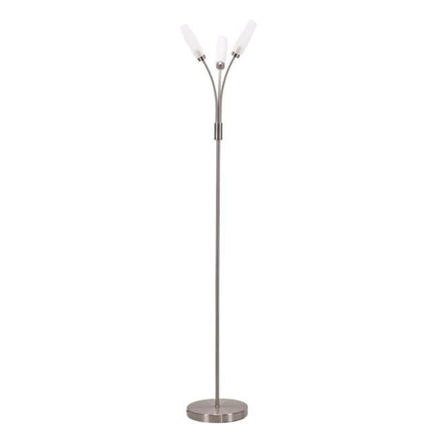 ValueLights Maya Brushed Chrome 3 Way Curved Arm Upright Floor Lamp ...